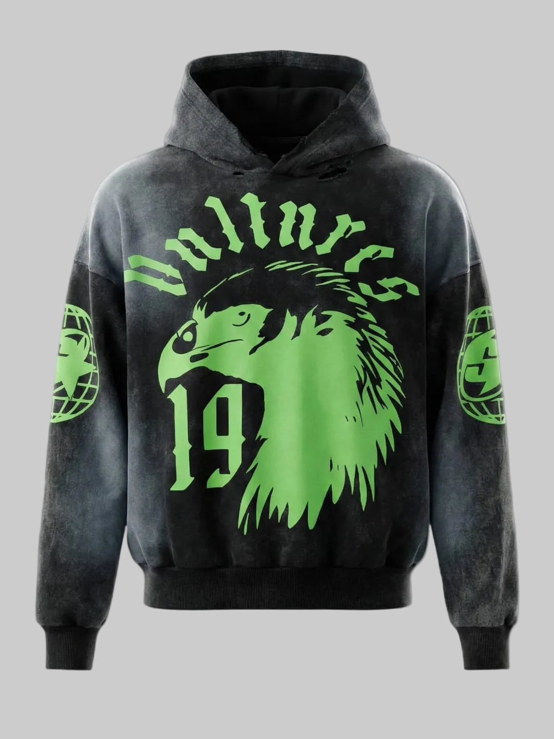 World Tour Vultures Hoodie (Black Acid Wash + Neon Green) – sia collective